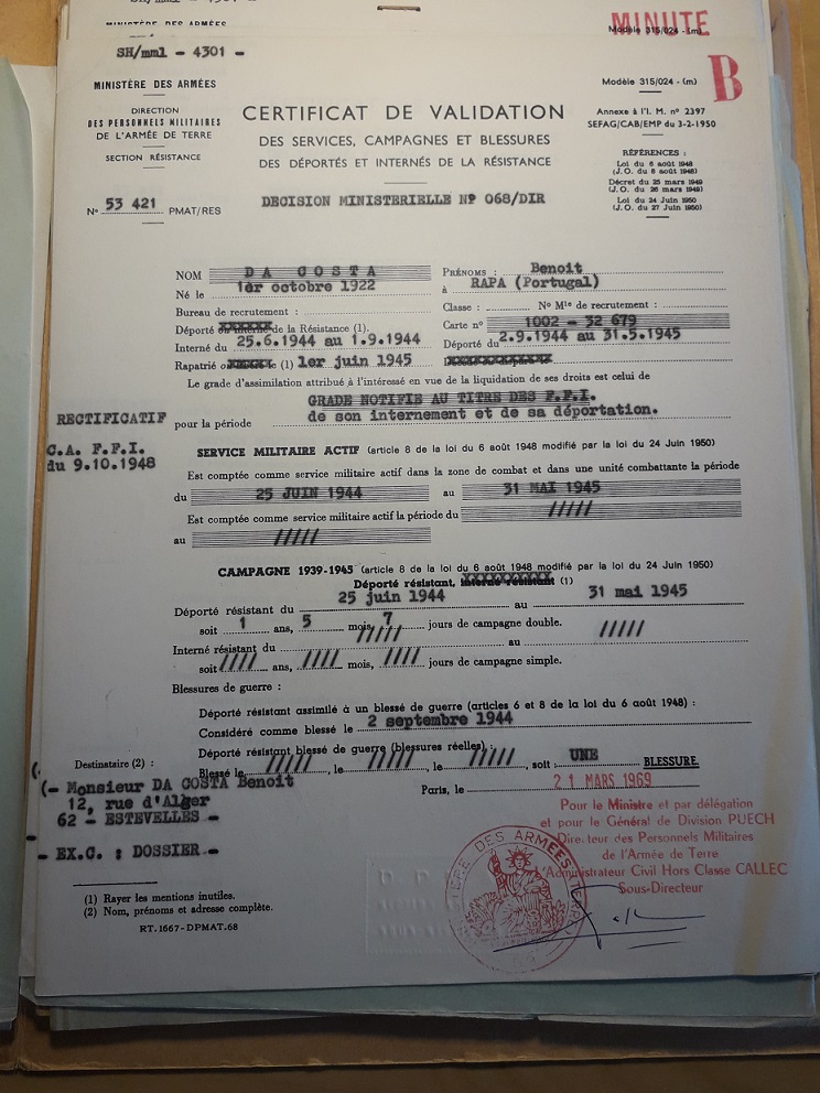 Il y a 80 ans Benoît da Costa était un des trois portugais du Train de ...